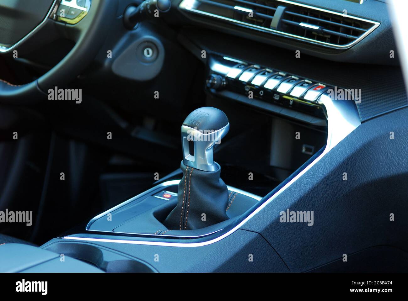 Manual gear shift. Maual shift lever in the passenger car Stock Photo ...
