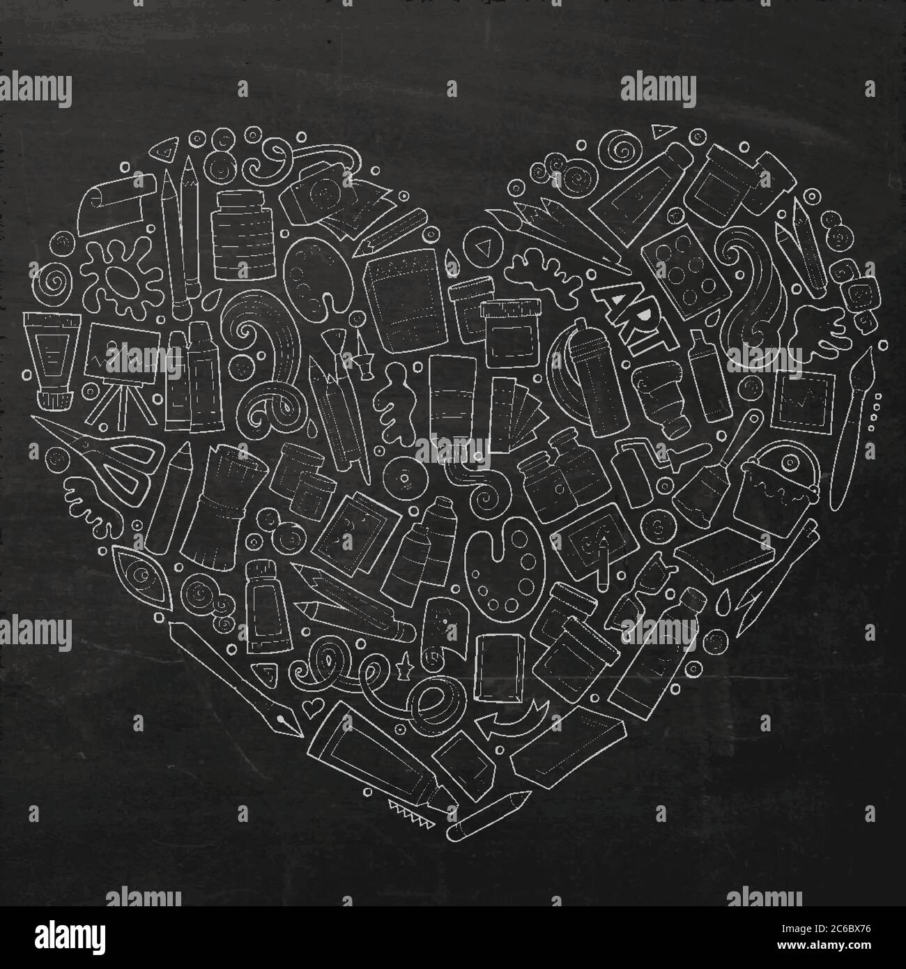 Line art vector set of Art cartoon doodle objects Stock Vector Image ...