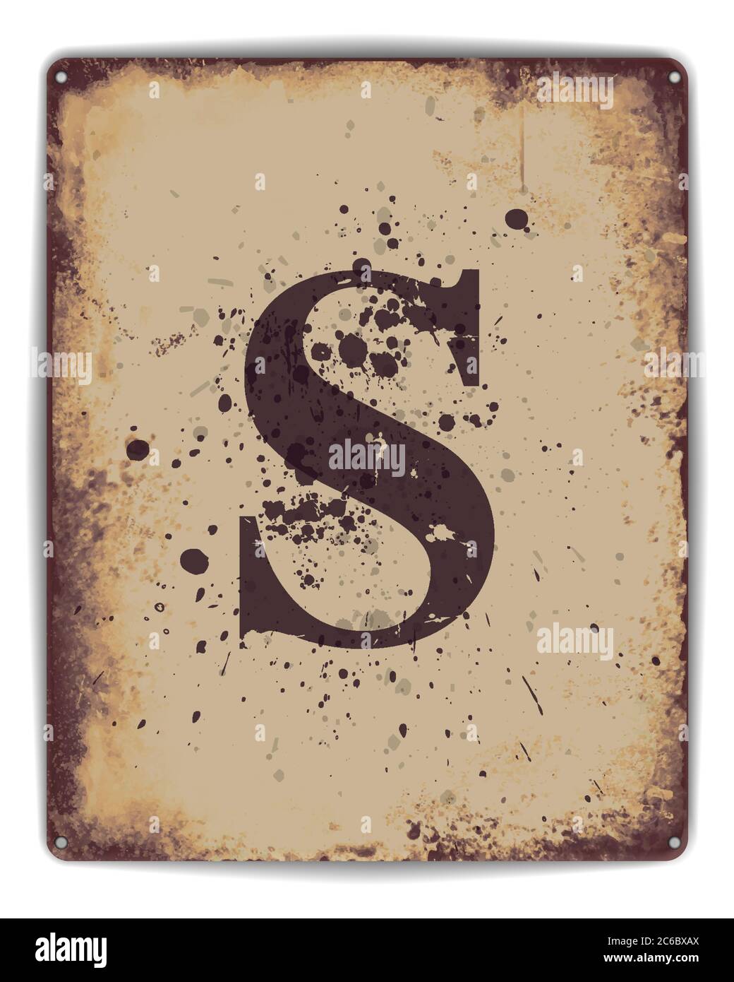 Retro tin plate style poster with capital letter S monogram. EPS10 ...