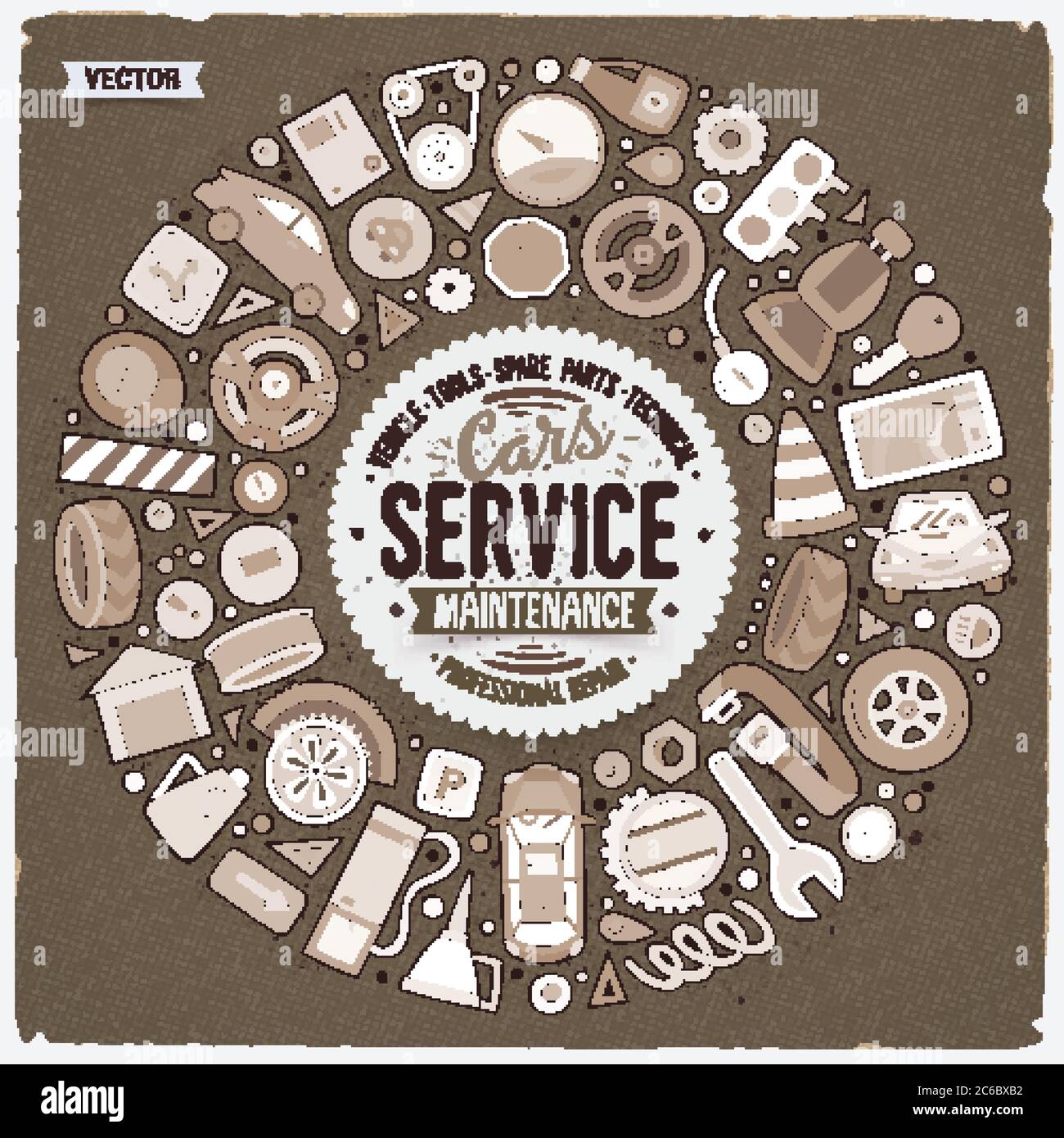 Vector set of Automotive cartoon doodle objects Stock Vector Image ...