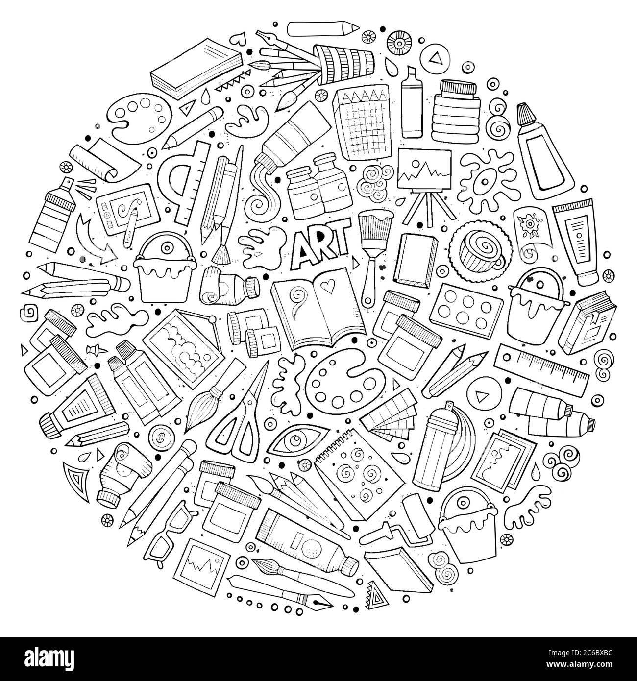 Vector set of Art cartoon doodle objects Stock Vector Image & Art - Alamy
