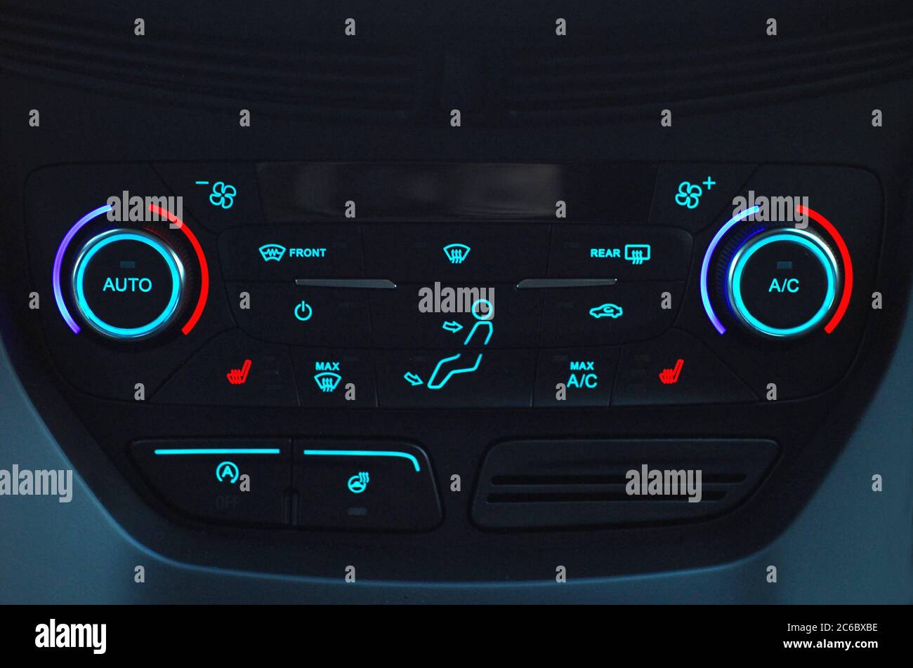 manual switches the air conditioning on the dashboard of the car Stock ...