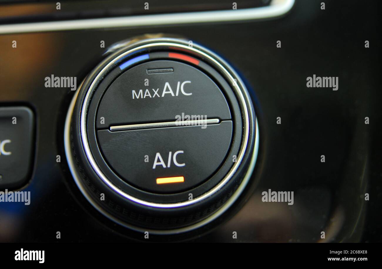 manual switches the air conditioning on the dashboard of the car Stock ...