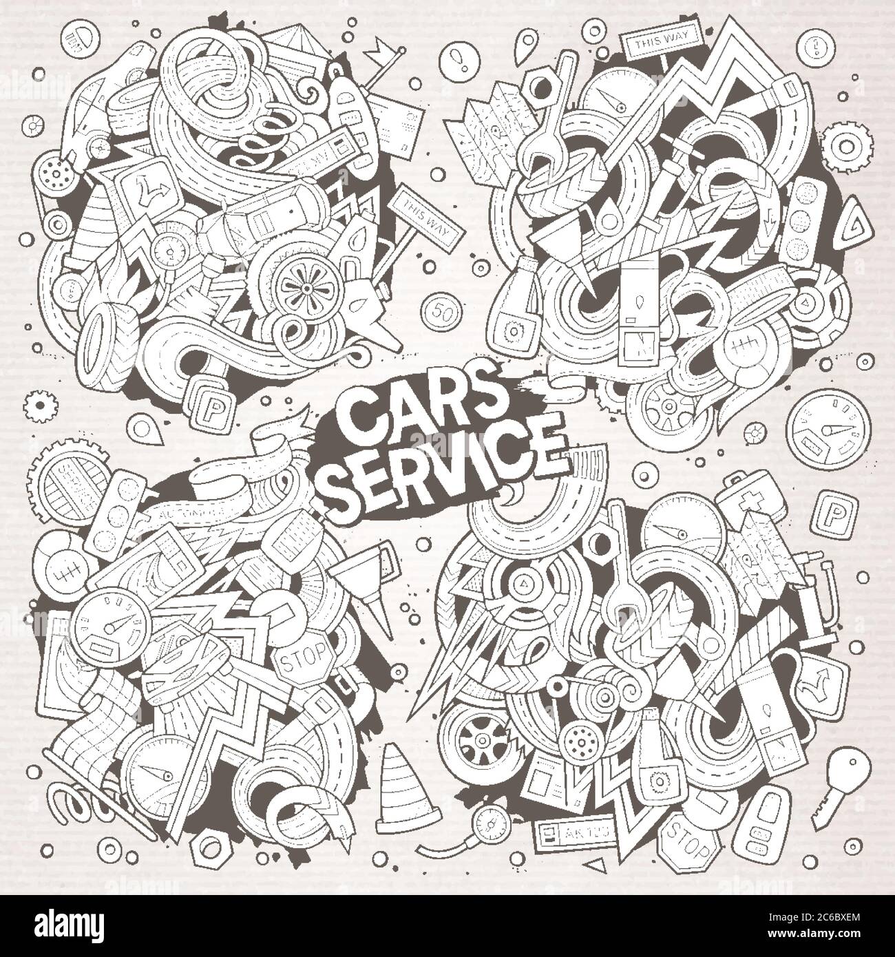 Vector cartoon set of Automobile objects Stock Vector Image & Art - Alamy