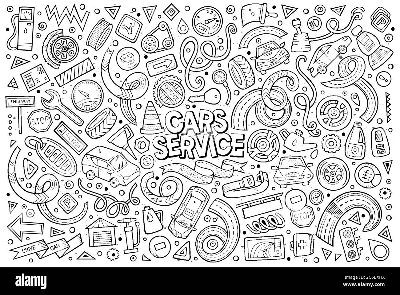 Vector cartoon set of Automobile objects Stock Vector Image & Art - Alamy