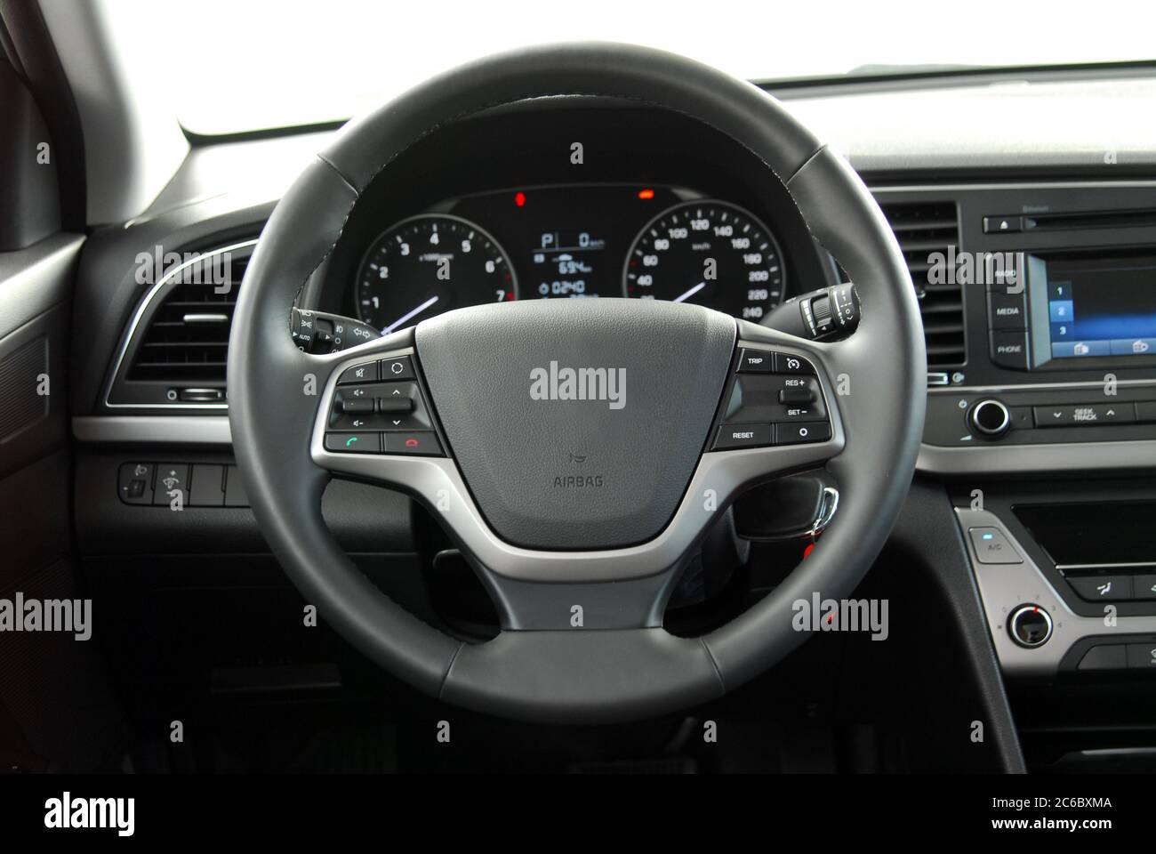 steering wheel in the new modern car Stock Photo - Alamy