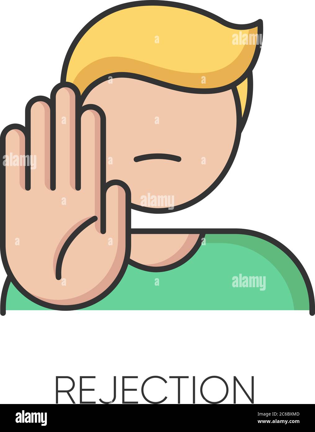 Rejection RGB color icon. Negative response, denial, offer refusal ...