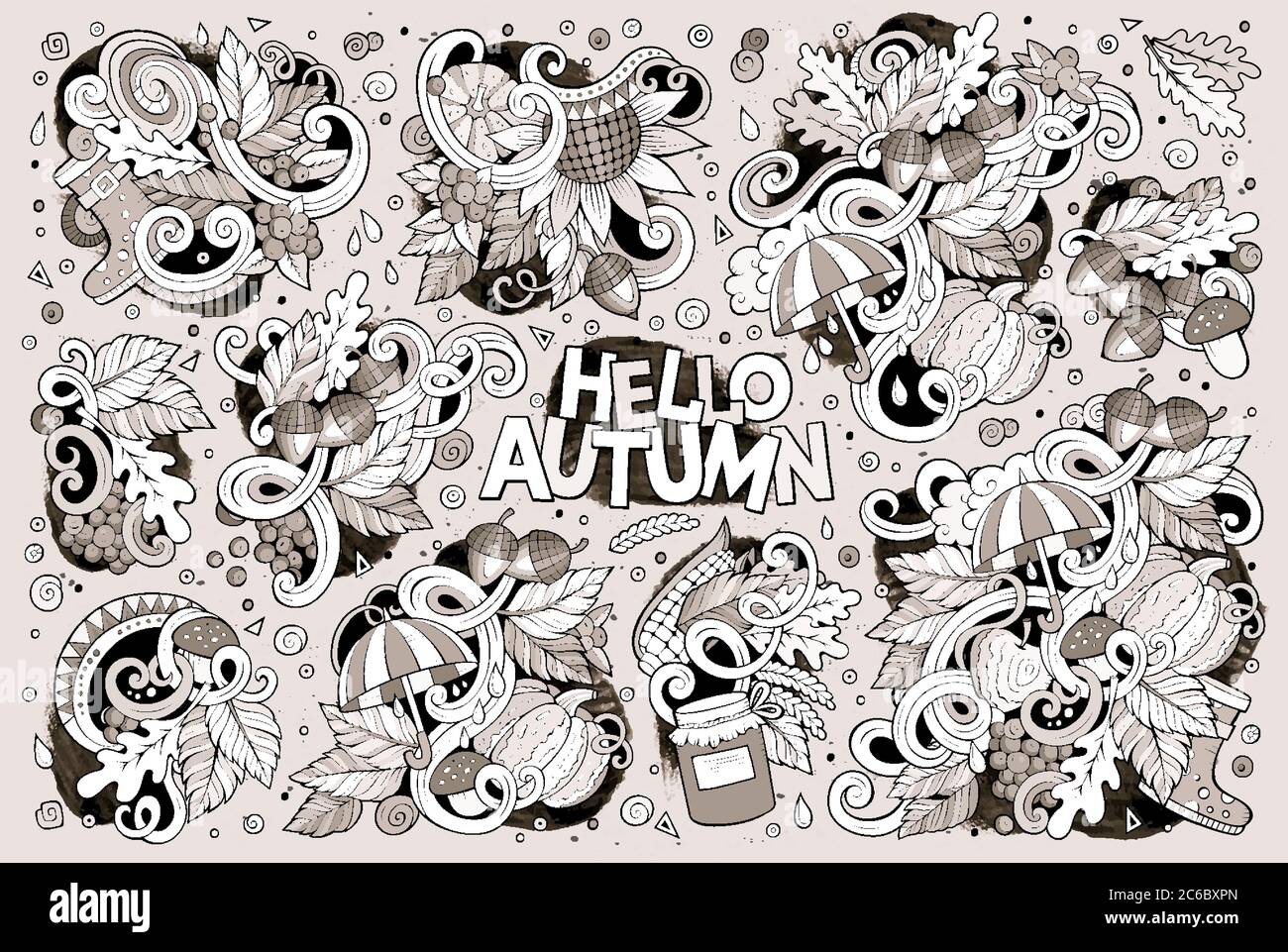 Set of Autumn theme items, objects and symbols Stock Vector Image & Art ...