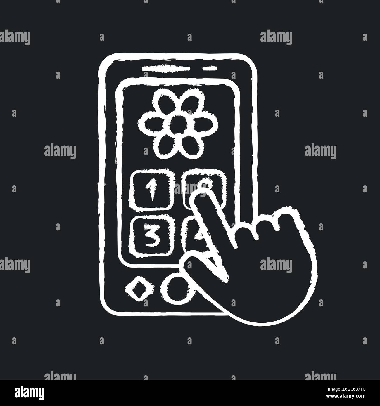 Playphone chalk white icon on black background. Pretend telephone for ...
