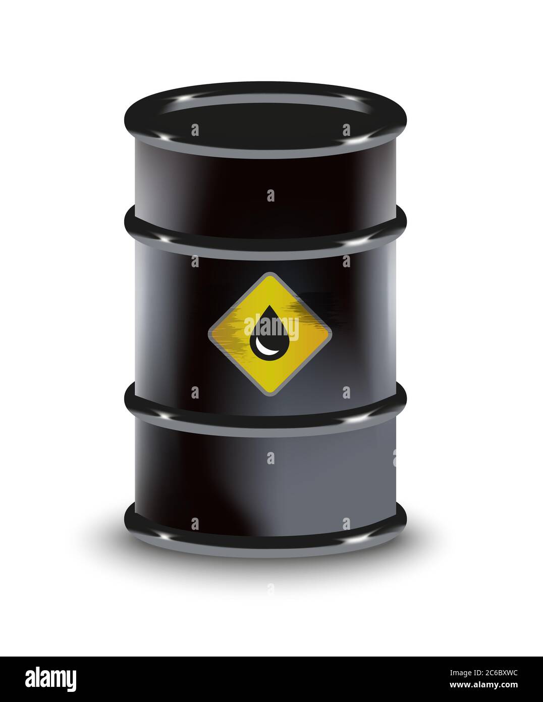 Oil black barrel petroleum spilled 3D illustration realistic. For ...