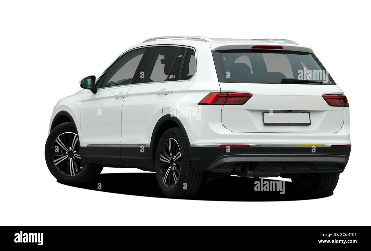 White SUV. White SUV on a white background Stock Photo - Alamy