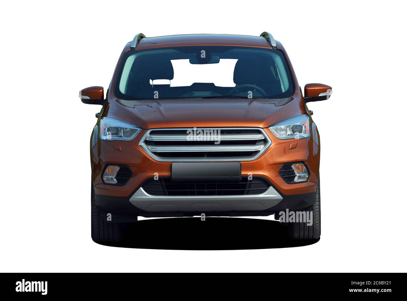 Passenger car. Crossover front view. Passenger car on a white ...