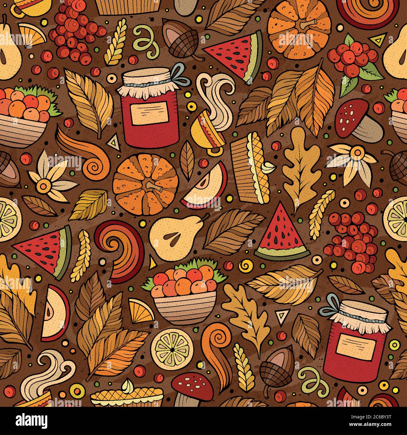 Cartoon cute hand drawn Autumn seamless pattern Stock Vector Image ... Cartoon cute hand drawn Autumn seamless pattern Stock Vector Image ...