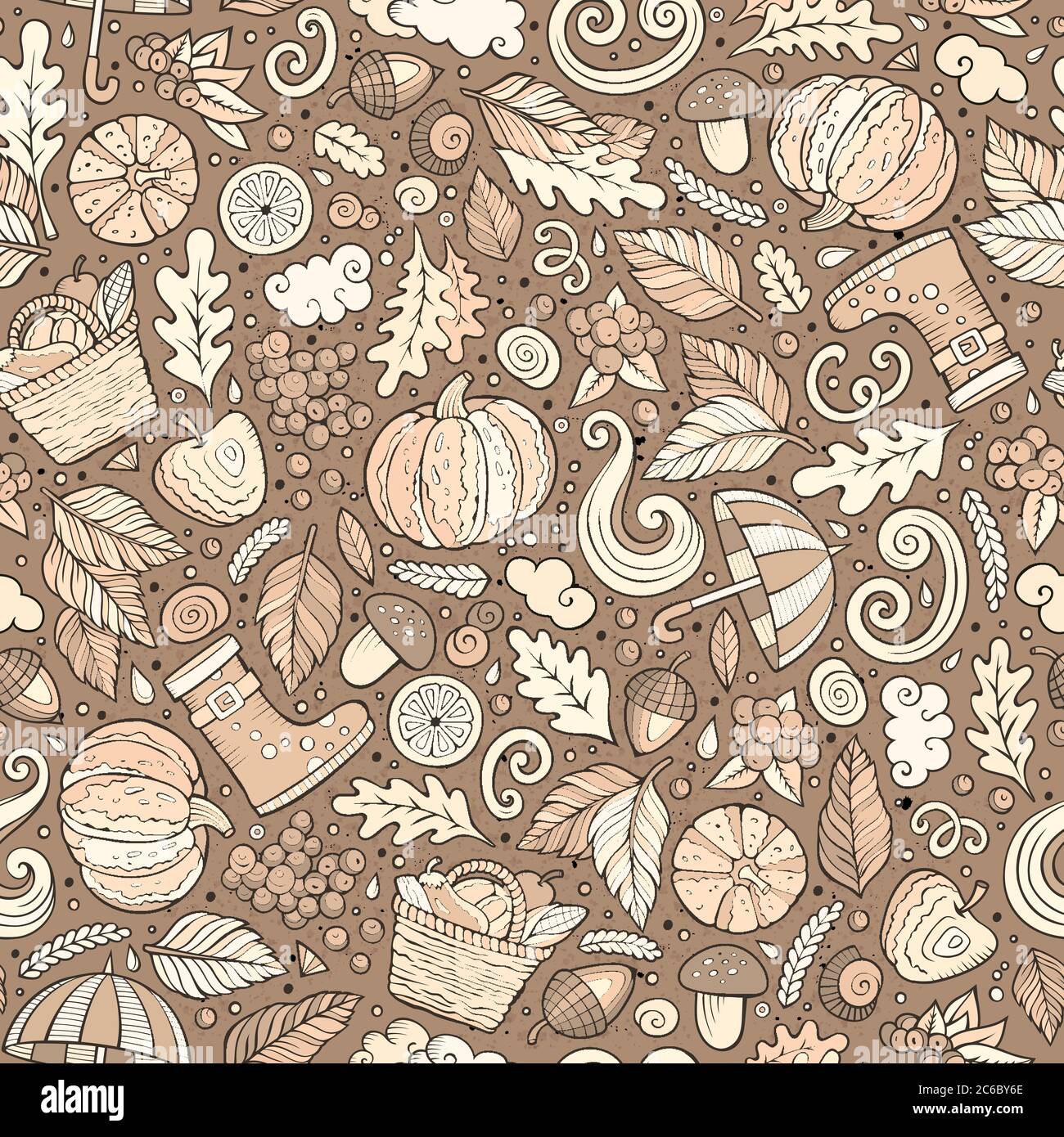 Cartoon cute hand drawn Autumn seamless pattern Stock Vector Image ... Cartoon cute hand drawn Autumn seamless pattern Stock Vector Image ...
