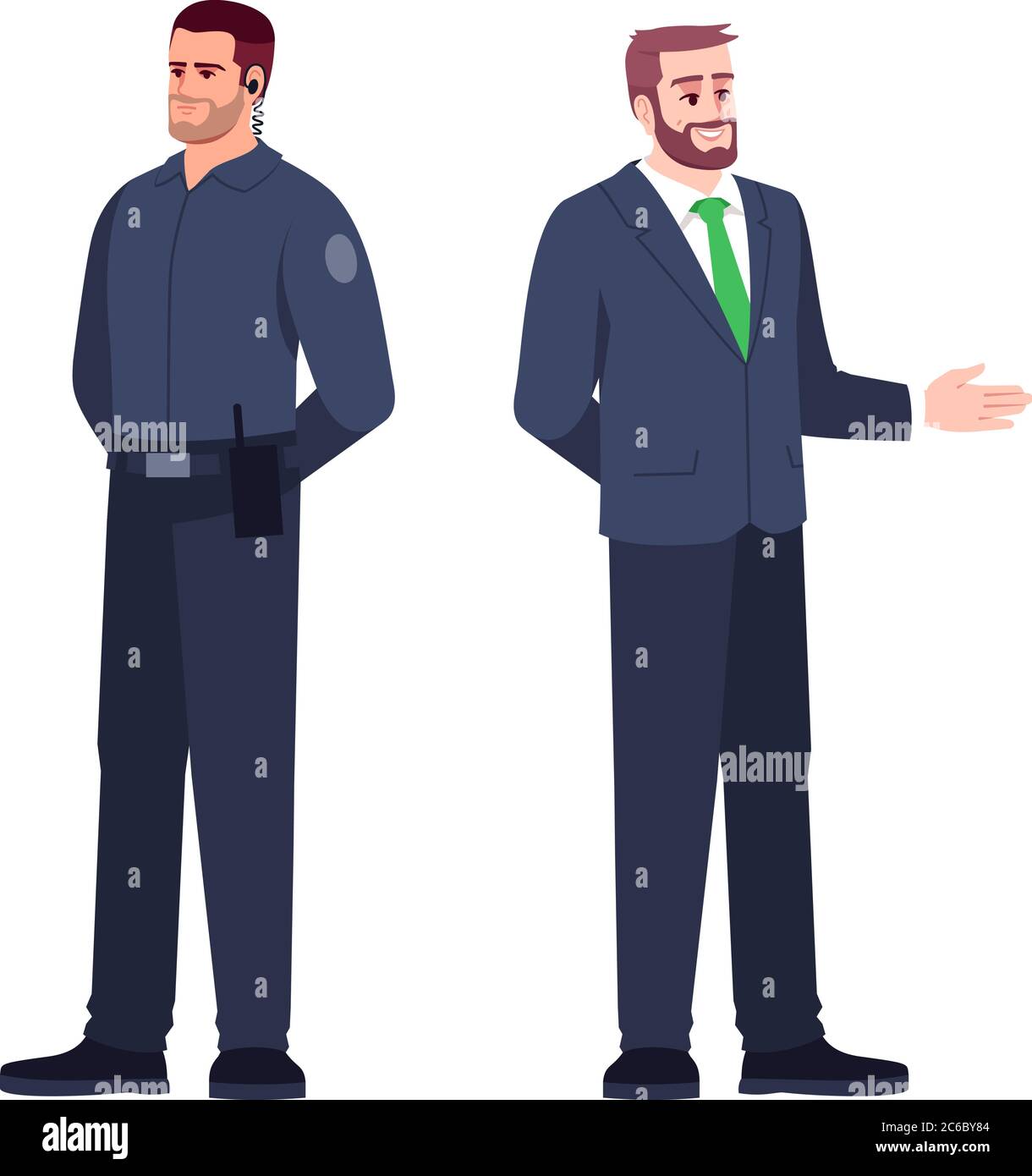 Bank employees semi flat RGB color vector illustration set. Businessman ...