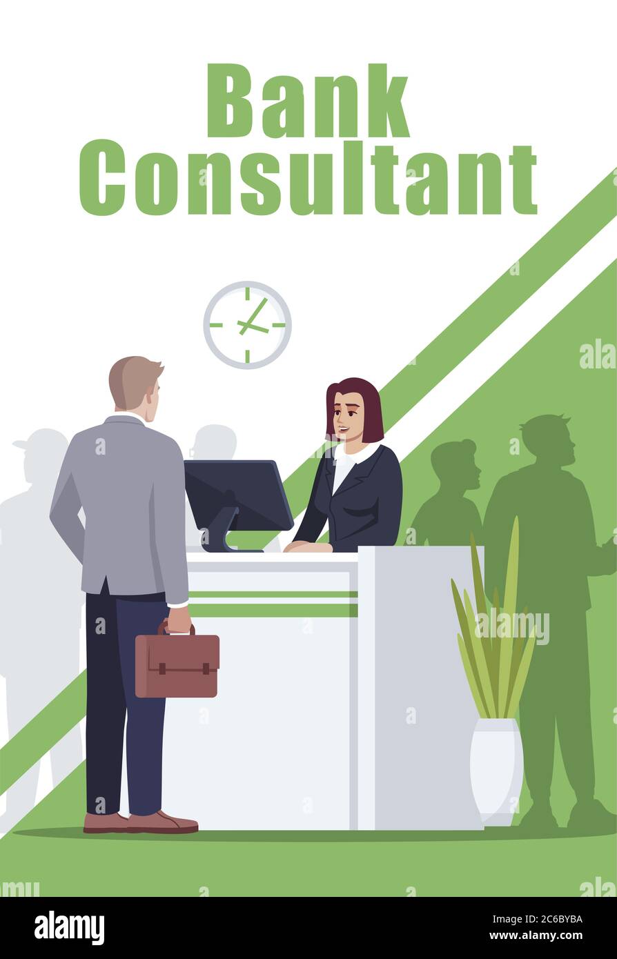 Bank consultant poster template. Financial department reception ...