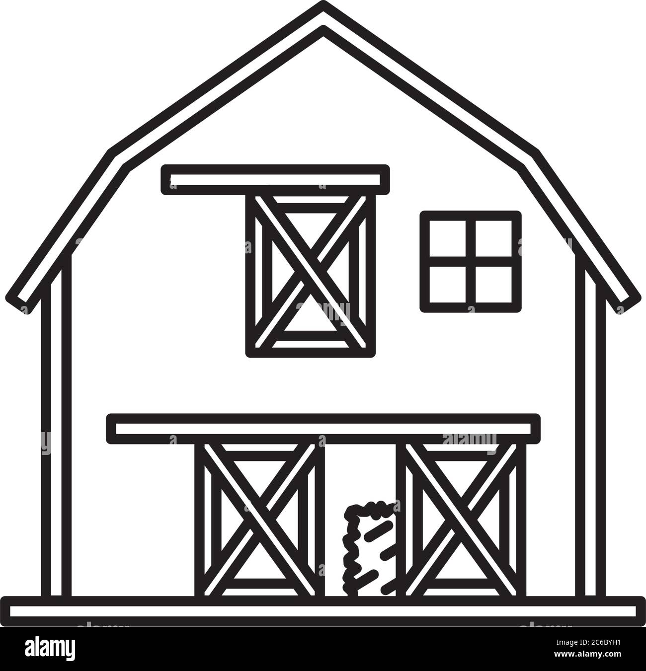 Traditional American barn vector line icon. Agricultural building ...