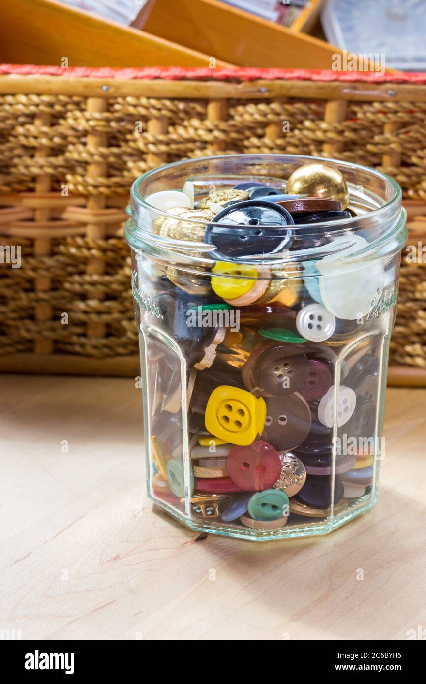 Vintage button jar hi-res stock photography and images - Alamy