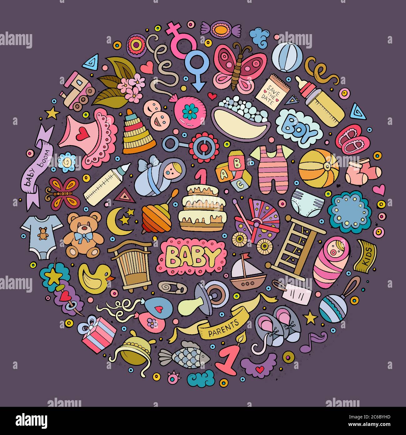 Set of Baby cartoon doodle objects Stock Vector Image & Art - Alamy