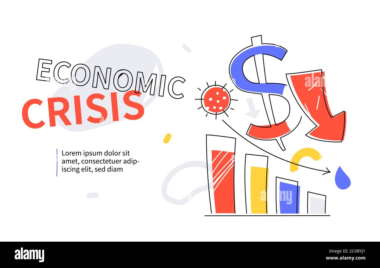 Economic crisis - colorful flat design style web banner Stock Vector ...