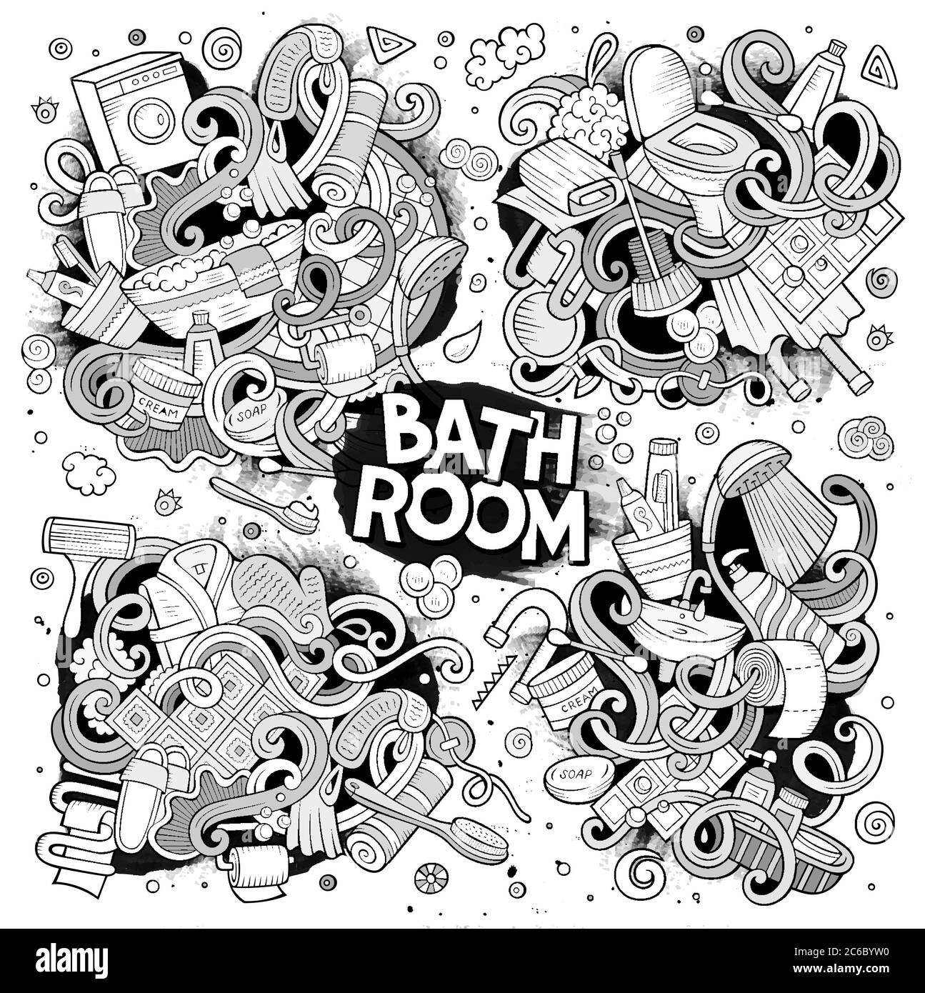 Vector set of Bathroom doodles designs Stock Vector Image & Art - Alamy