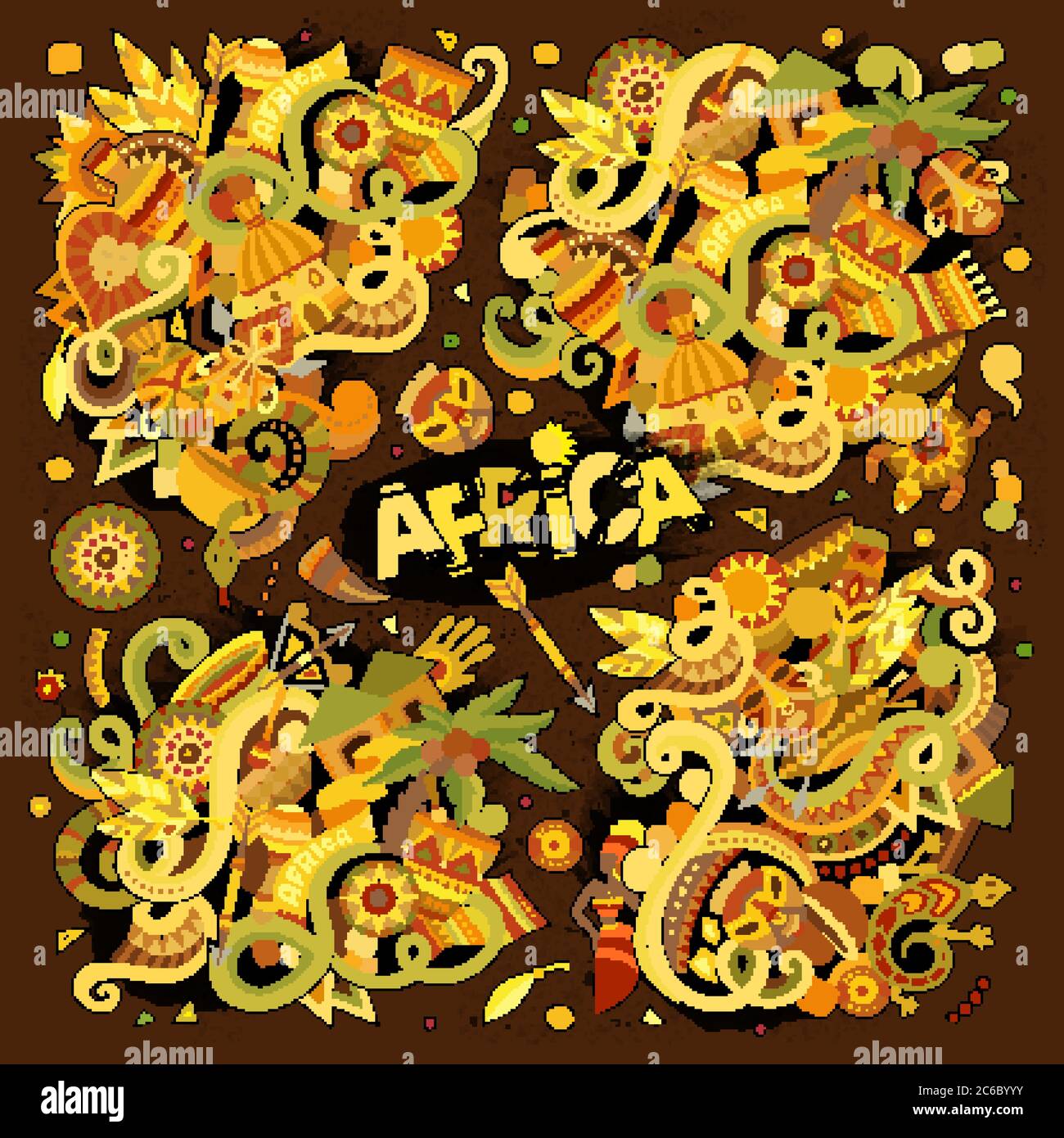 Vector doodle cartoon set of Africa designs Stock Vector Image & Art ...