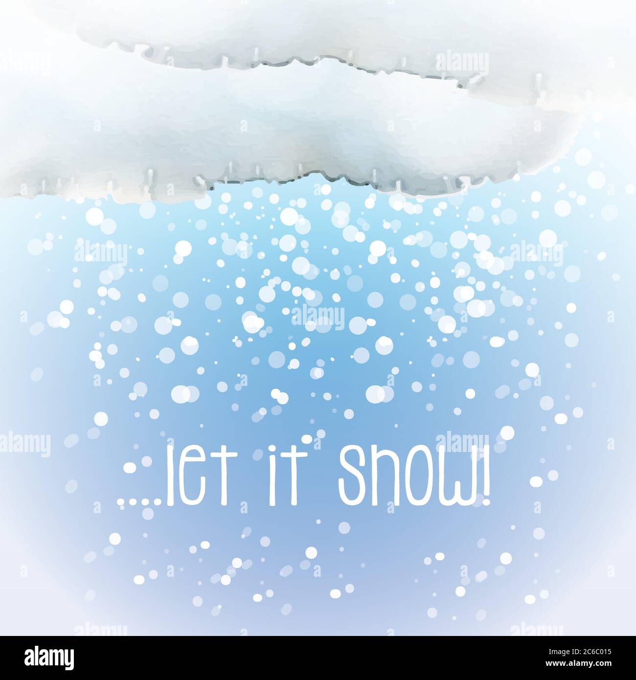 Watercolour snow cloud with snowflakes and the slogan 'Let it Snow ...