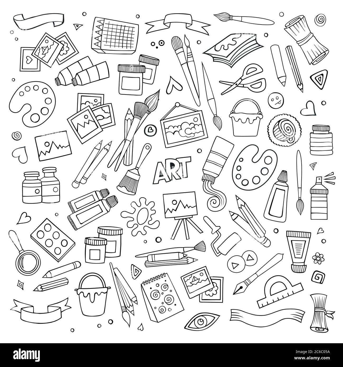 Art and craft hand drawn vector symbols and objects Stock Vector Image ...