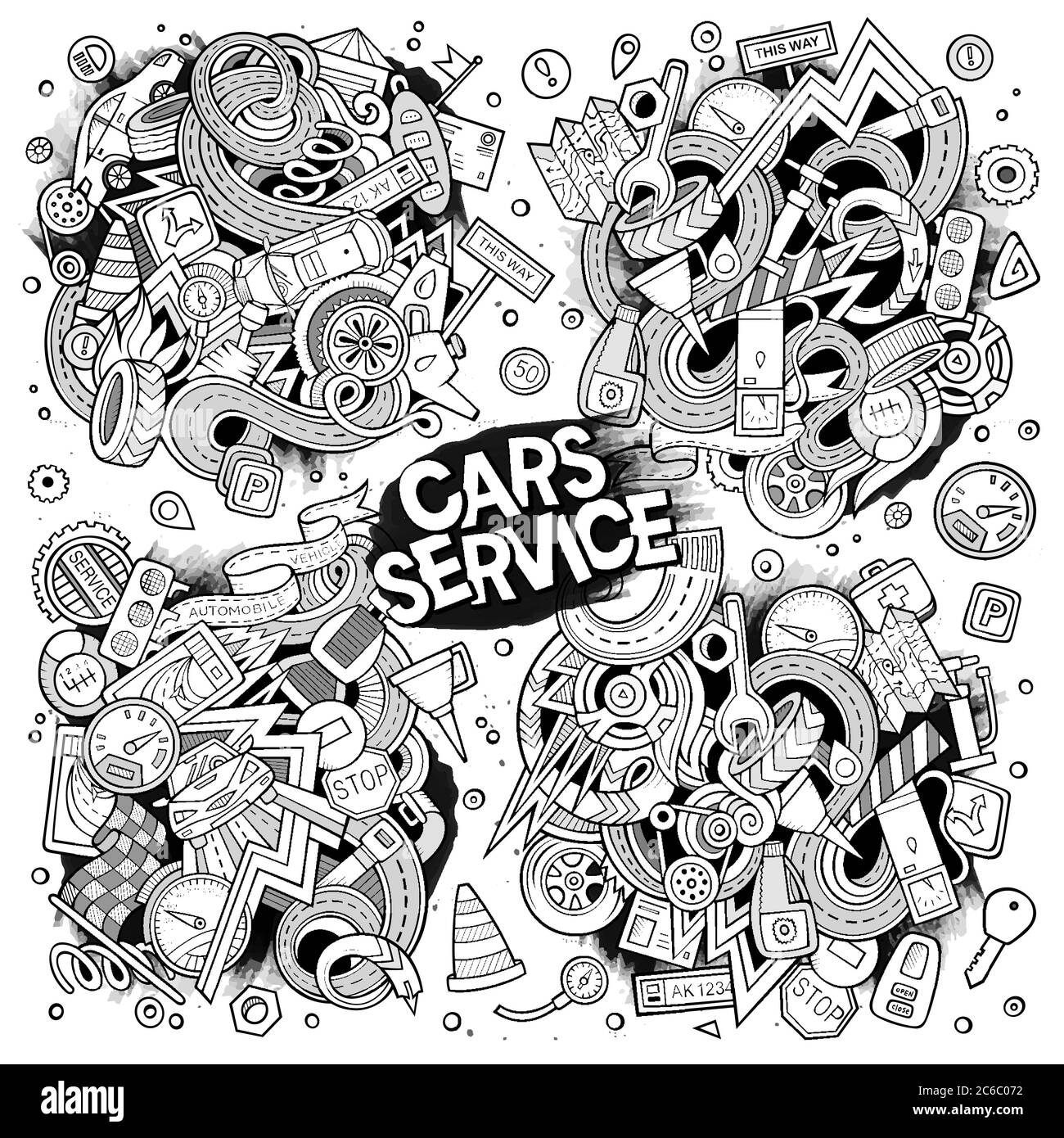 Vector cartoon set of Automobile objects Stock Vector Image & Art - Alamy