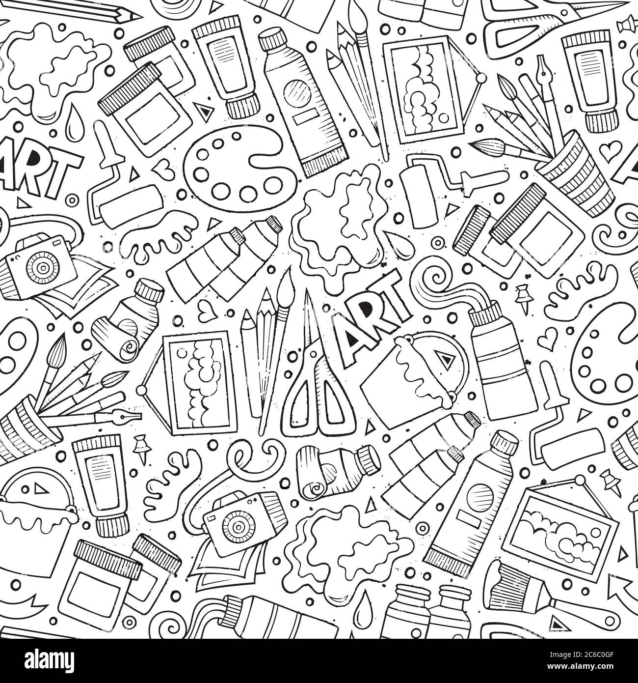 Cartoon cute hand drawn Design and Art seamless pattern Stock Vector ...