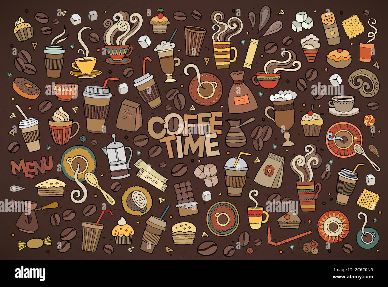 Colorful vector hand drawn Doodle cartoon set of objects Stock Vector ...