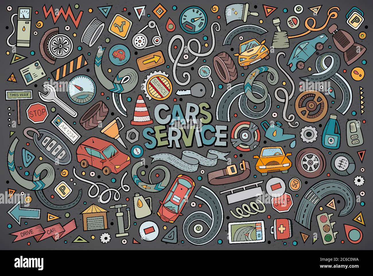 Vector cartoon set of Automobile objects Stock Vector Image & Art - Alamy