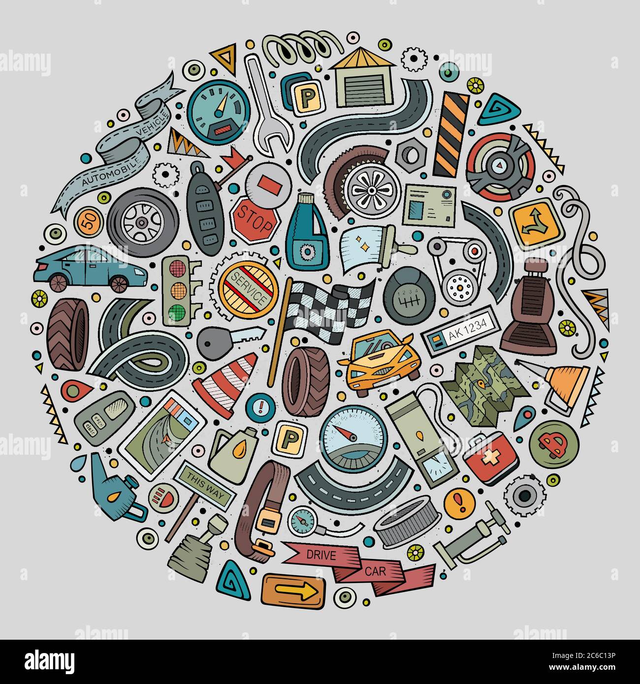 Vector set of Automobile cartoon objects Stock Vector Image & Art - Alamy