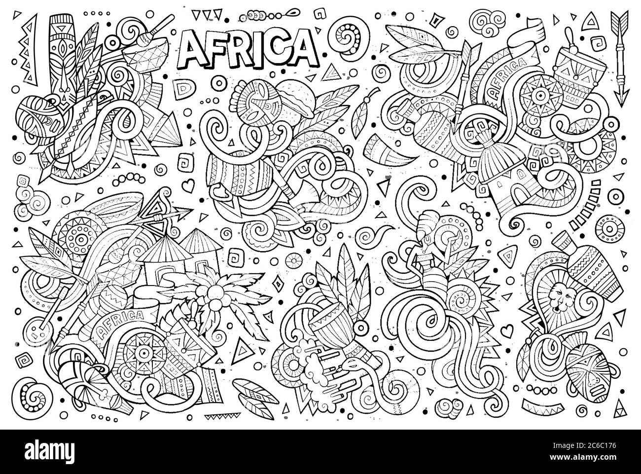 Vector doodle cartoon set of Africa designs Stock Vector Image & Art ...
