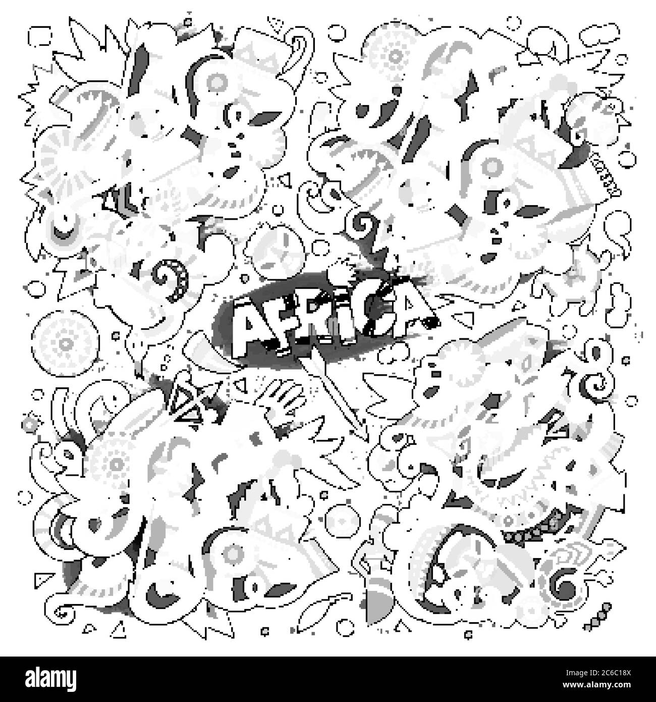 Vector doodle cartoon set of Africa designs Stock Vector Image & Art ...