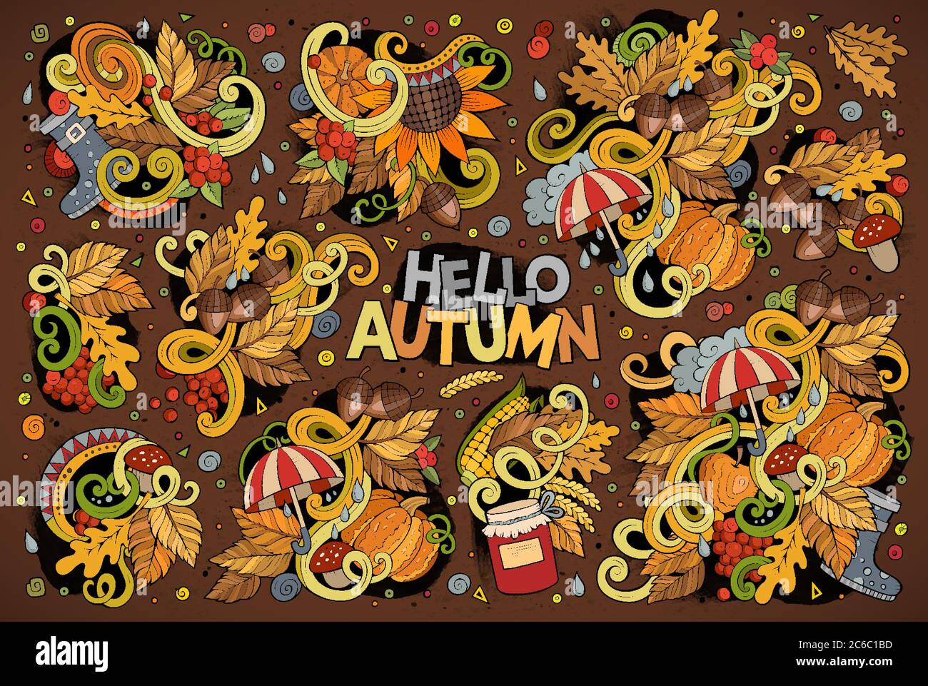 Set of Autumn theme items, objects and symbols Stock Vector Image & Art ...
