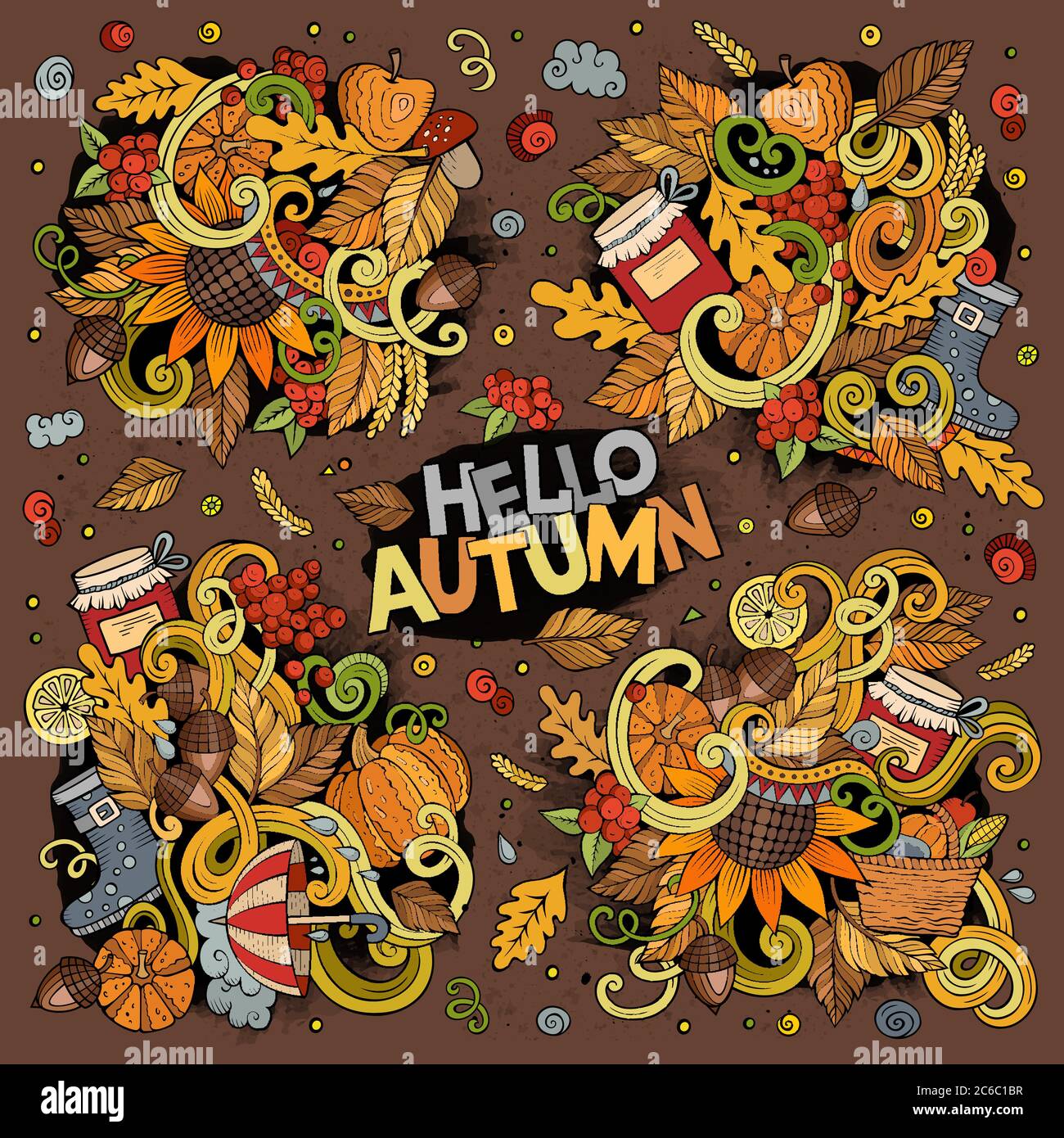 Set of Autumn theme items, objects and symbols Stock Vector Image & Art ...