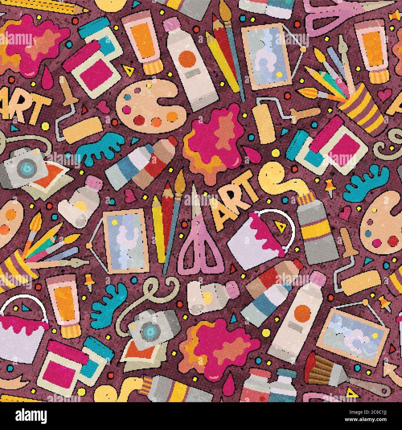 Cartoon cute hand drawn Design and Art seamless pattern Stock Vector ...