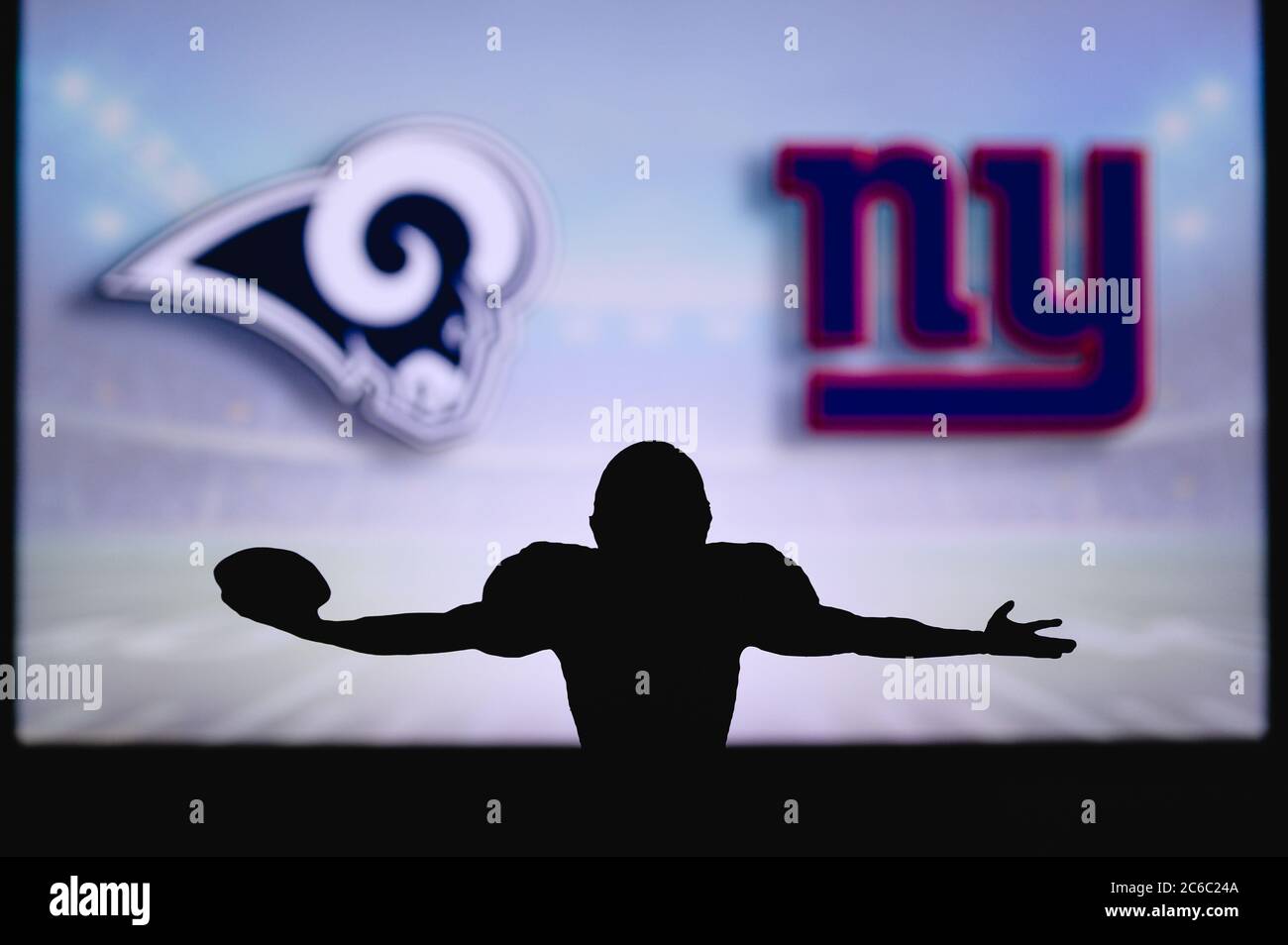 Los Angeles Rams vs. New York Giants. American Football League match ...