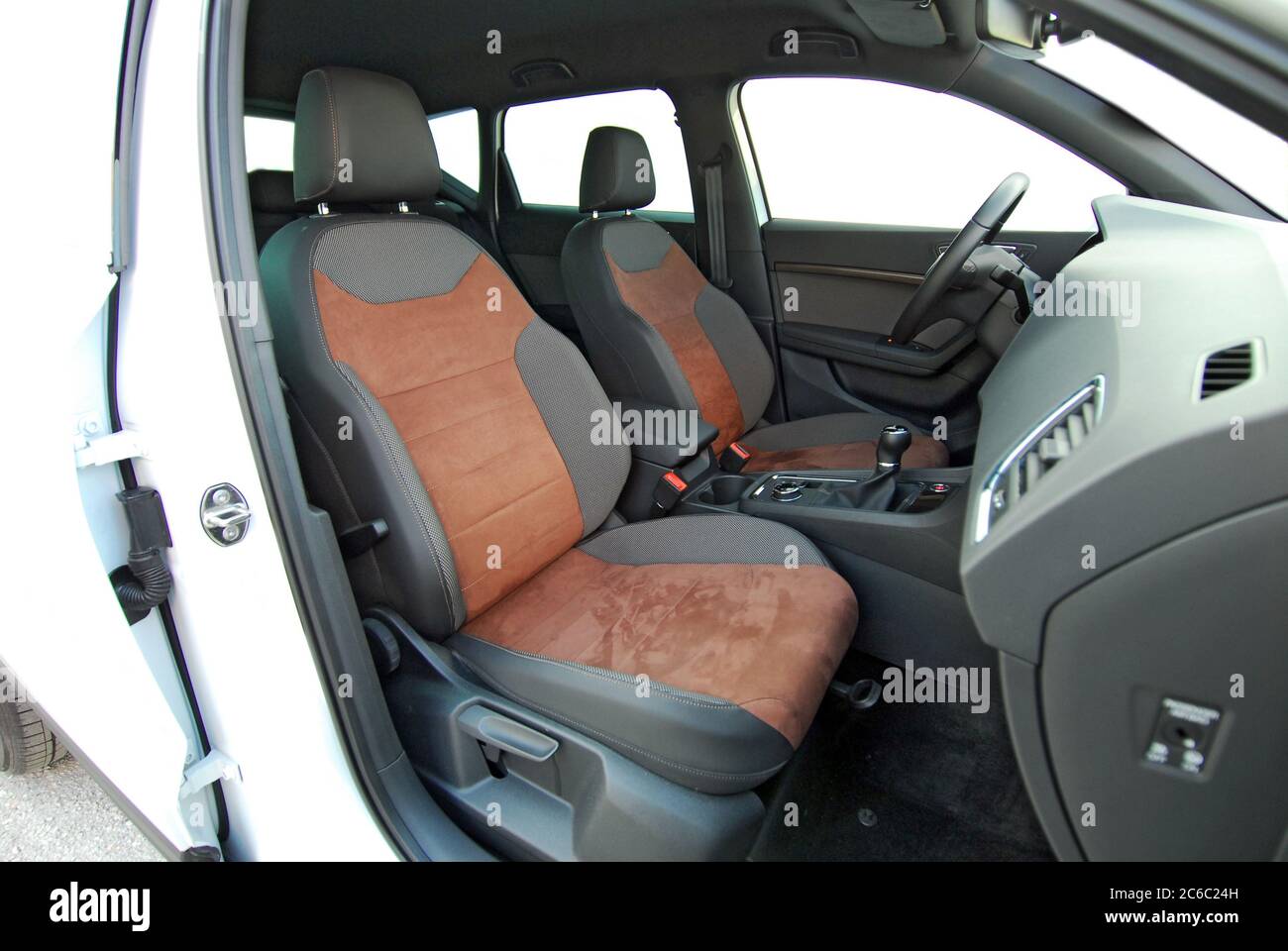 Front car seats. Front seats of a modern passenger car Stock Photo - Alamy