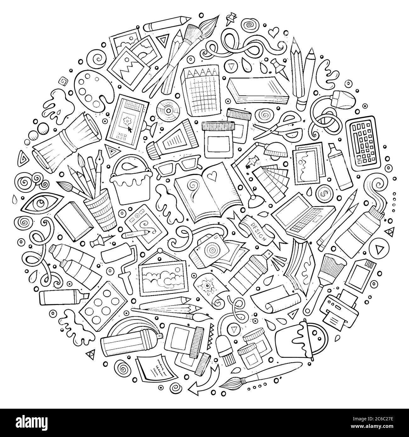 Set of Designer cartoon doodle objects, symbols and items Stock Vector ...