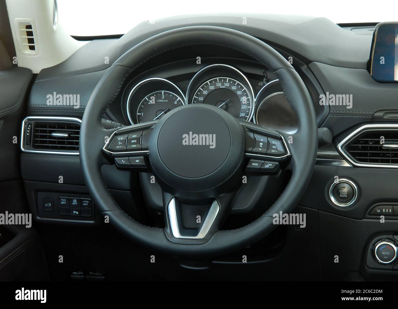 Steering wheel in the new modern car Stock Photo - Alamy