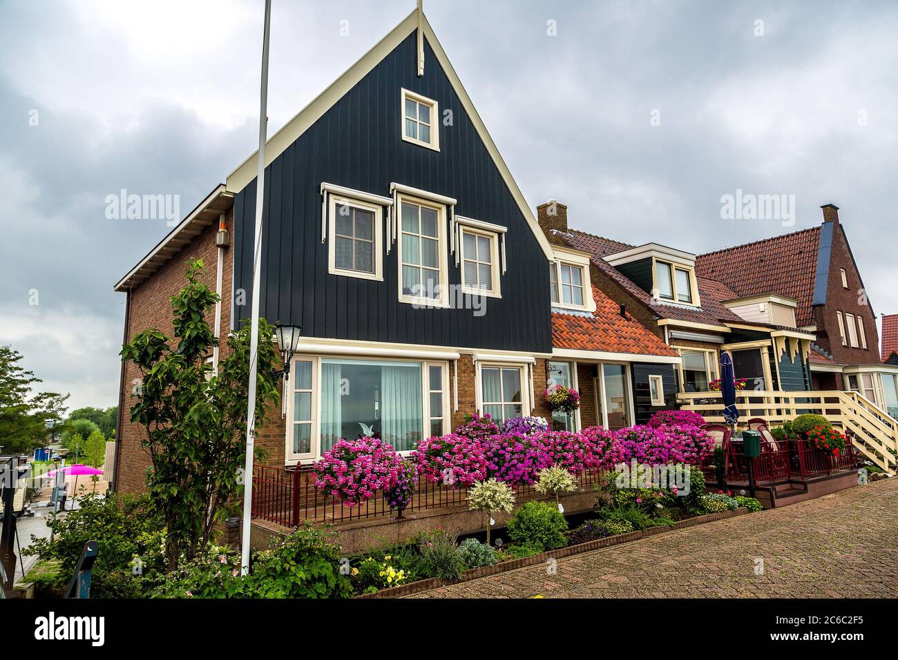 Traditional houses in Holland town Volendam, Netherlands Stock Photo ...