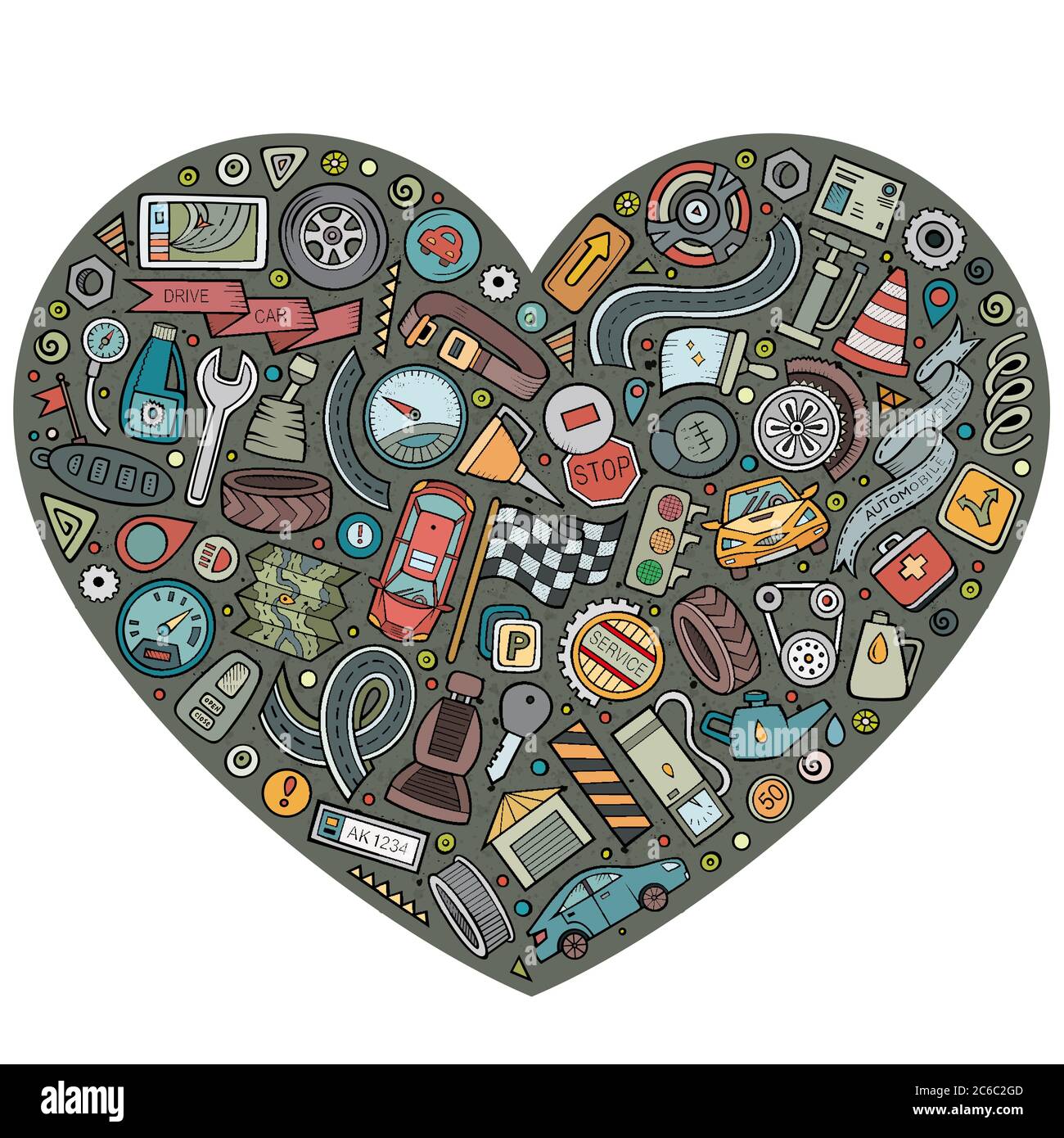 Vector set of Automobile cartoon objects Stock Vector Image & Art - Alamy