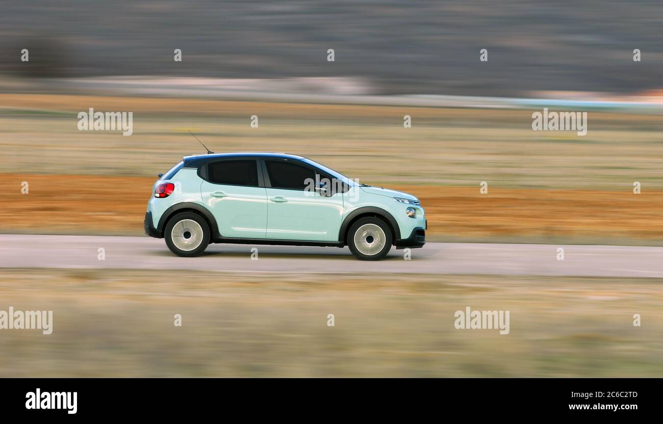 Moving car. Car photographed at high speeds. Passenger car at high ...