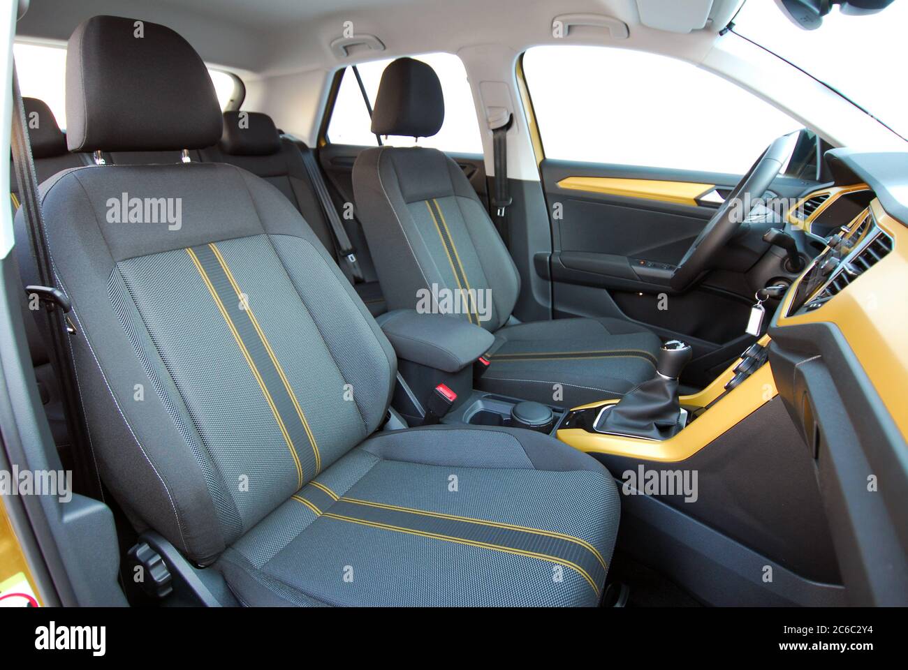 Front car seats. Front seats of a modern passenger car Stock Photo - Alamy