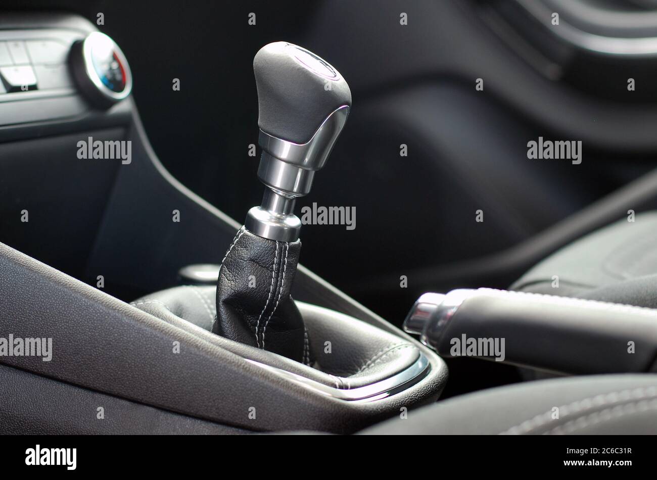 Manual gear shift. Maual shift lever in the passenger car Stock Photo ...