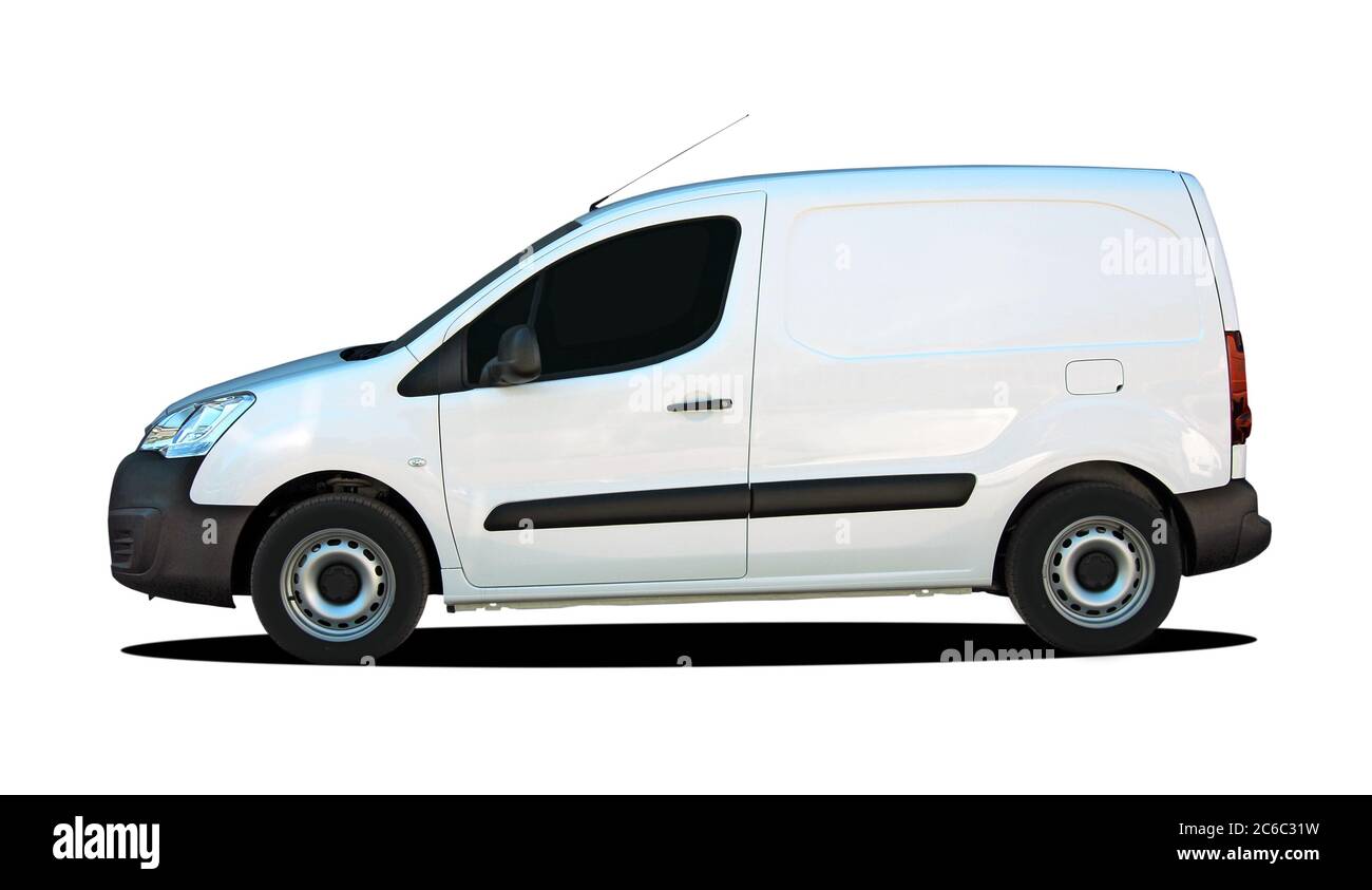 White delivery van. White commercial vehicle isolated on white ...