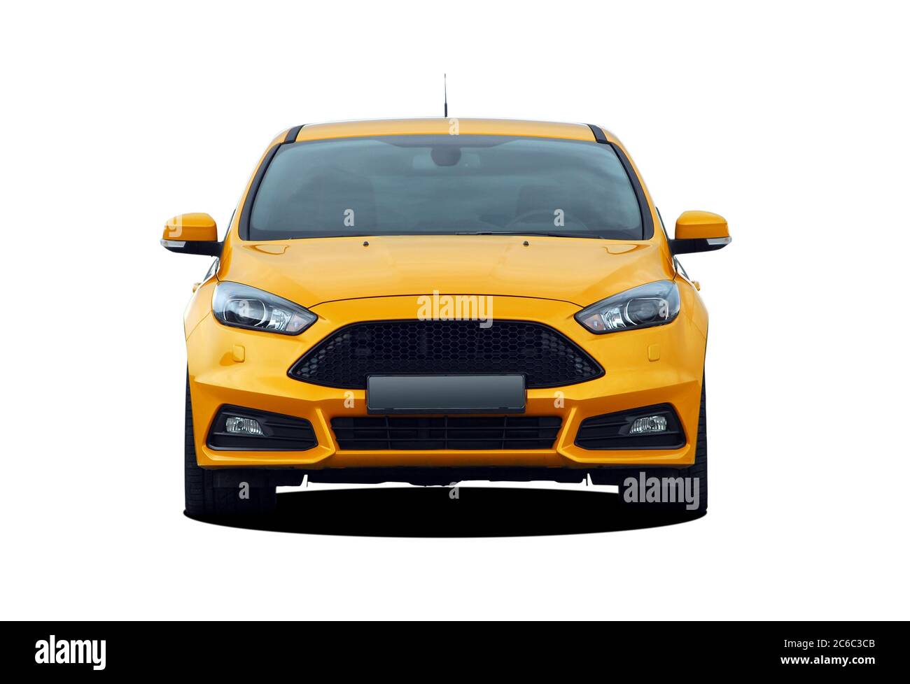 passenger car on a white background front view Stock Photo - Alamy