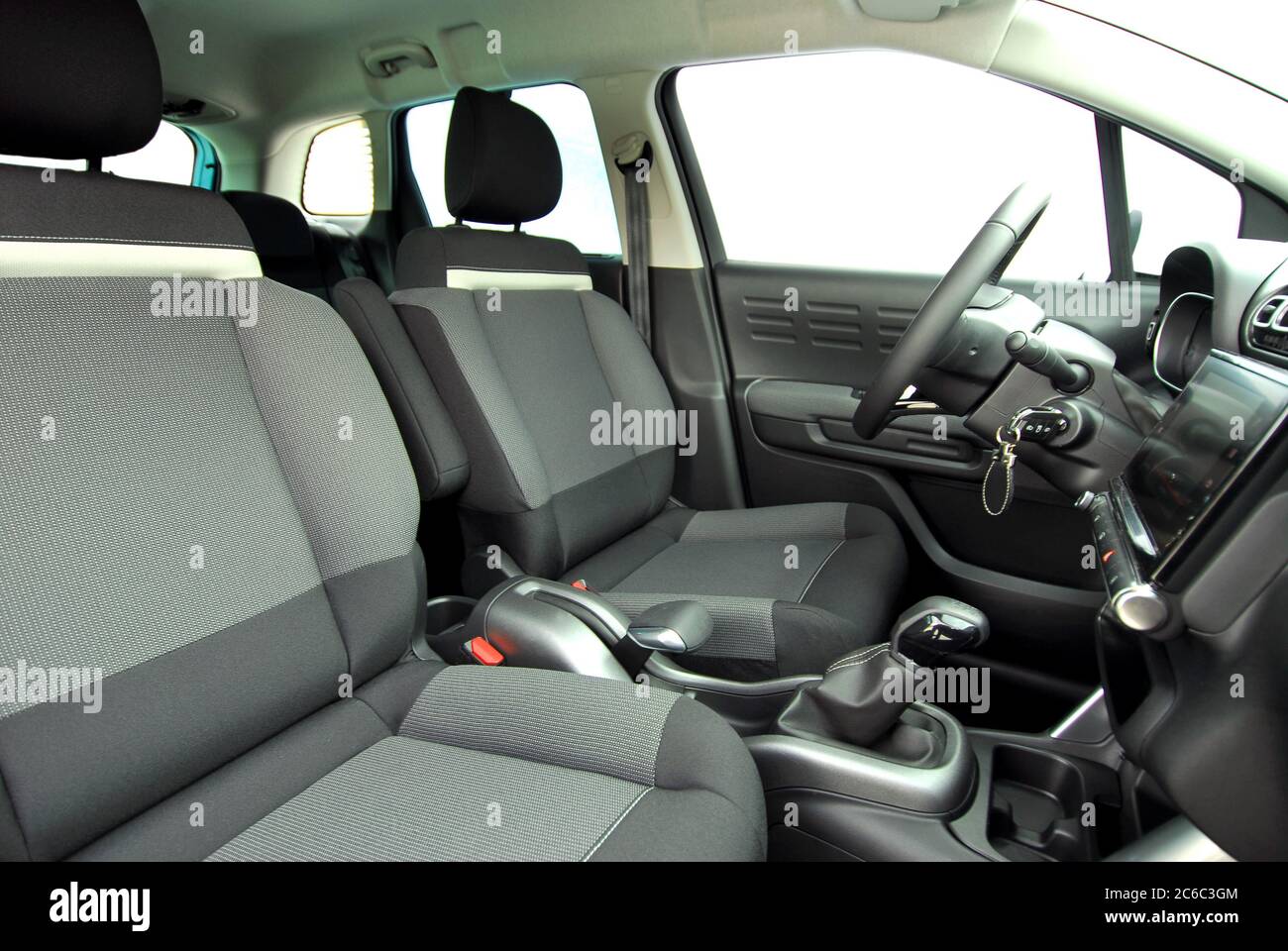 Front car seats. Front seats of a modern passenger car Stock Photo - Alamy